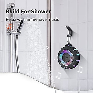 HEYSONG Waterproof Bluetooth Speaker, IPX7 Mini Shower Speaker with HD Sound, LED Light, Floating, Lightweight Portable Speakers for Travel, Pool, Beach, Biking, Kayak, Gifts for Men, Women