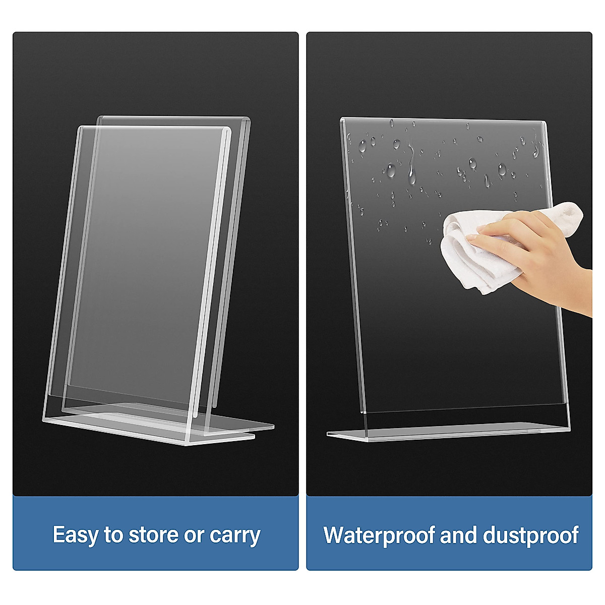 Relx Acrylic Sign Holder 8.5 x 11, Acrylic Display Stand for Display, Slant Back Acrylic Display Stand, Clear Frames Plastic Sign Holder for Store, Restaurant (12 Pack)