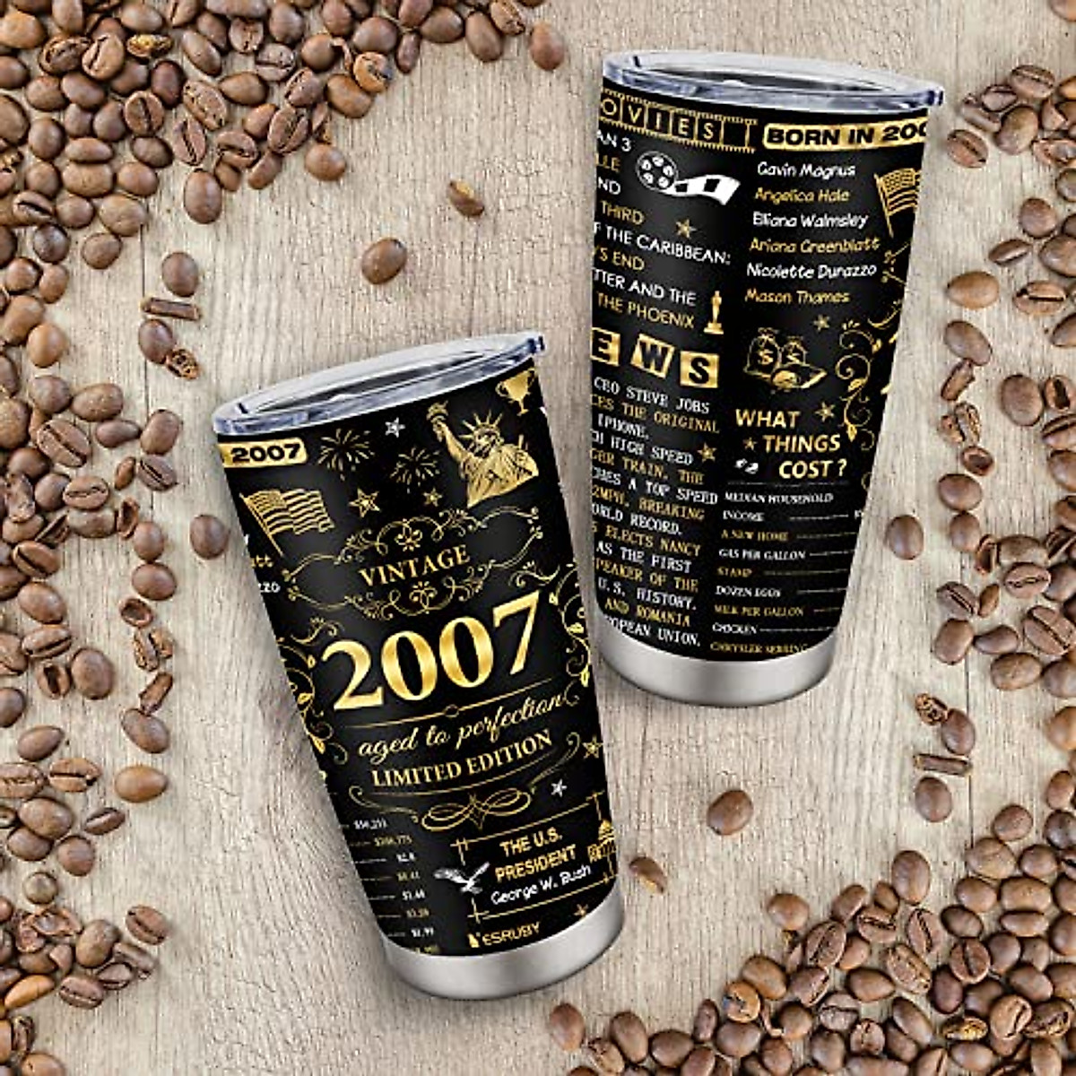 Yesruby Gifts For 16 Year Old Boy, Sweet 16 Gifts Tumbler 20oz, 16th Birthday Gifts For Boys, Sweet 16 Birthday Decorations, 16th Birthday Decorations For Boys, 2007 Birthday Gifts Travel Cup (1pc)