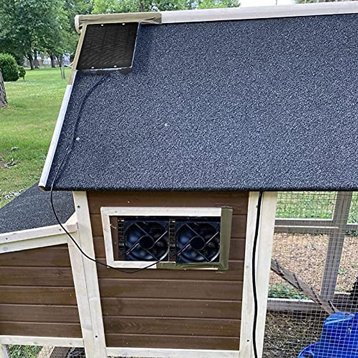 Solar Panel Fans Kit, 10W 12V Solar Panel Powered Dual Fan, Portable Gable Fan, Waterproof Outdoor Solar Exhaust Ventilation Fan for Greenhouse, Chicken Coops, Shed, Dog House, Window Exhaust, RV