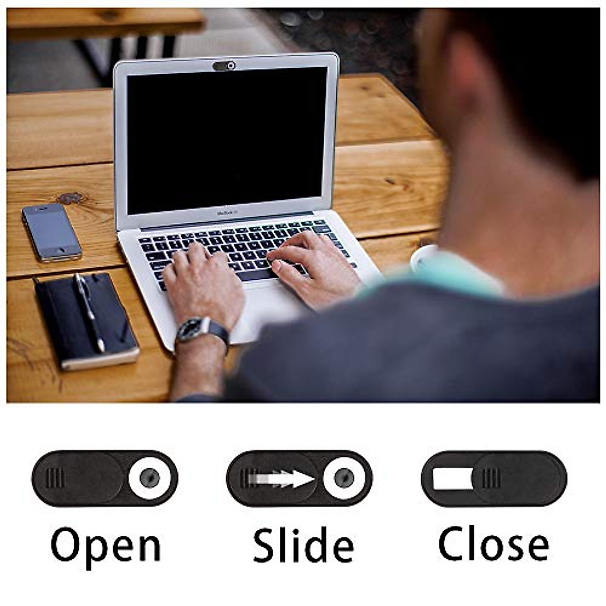 Webcam Cover, Sonku 7 Pack Web Camera Bloker Compatible with Laptop, PC, MacBook, iMac, Computer, iPad, Pro, Smartphone, Ultra Thin Design Protect Your Privacy Security Digital Sliding Covers - Black