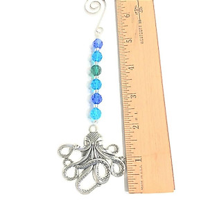 OCTOPUS CAR CHARM, Octopus Suncatcher, 7" Handmade, Gift Wrapped, Octopus Decor, Kraken, Japanese Sea Monster, Steampunk, Mirror Ornament, Window Decoration, Octopus Gift