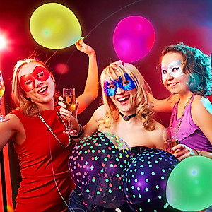 3 otters 42PCS Glow Balloons Assorted, 12" UV Neon Balloons with Dots Neon Glow in the Dark Balloons Party Fluorescent Balloons for Birthday Wedding Glow Party Supplies