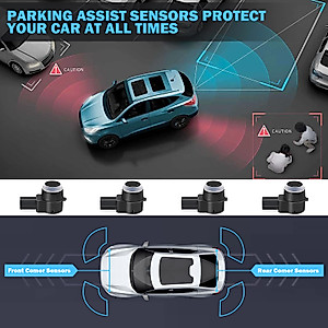 SHINEHOME 4 PCS PDC Parking Assist Sensor - Compatible with Dodge Journey, Durango, Ram 1500 2500 3500, Jeep Commander, Liberty, Grand Cherokee - Replace 1EW63TZZAA - Reverse Backup Parking Sensor