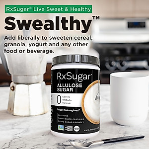 RxSugar Delicious Plant-Based Crystal Sugar, Allulose, 16 oz | Allulose sweetener | 0 Calorie, 0 Net Carbs, 0 Glycemic | Diabetes-Safe Natural Sugar | Keto Certified | Non-GMO Project Verified | Gluten-Free Certified