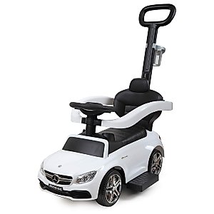TOBBI Push Cars for Toddlers 3 in 1 Mercedes Benz Kid Ride on Toy Stroller Sliding Walking Car with Handle, Safety Bar, Cup Holder, Horn, Music, Under Seat Storage for Boys & Girls, White