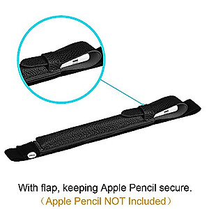 Fintie Pencil Holder with USB Adapter Pocket for Apple Pencil (1st and 2nd Generation), Premium Elastic Vegan Leather Sleeve Pouch Compatible with iPad Case, Black