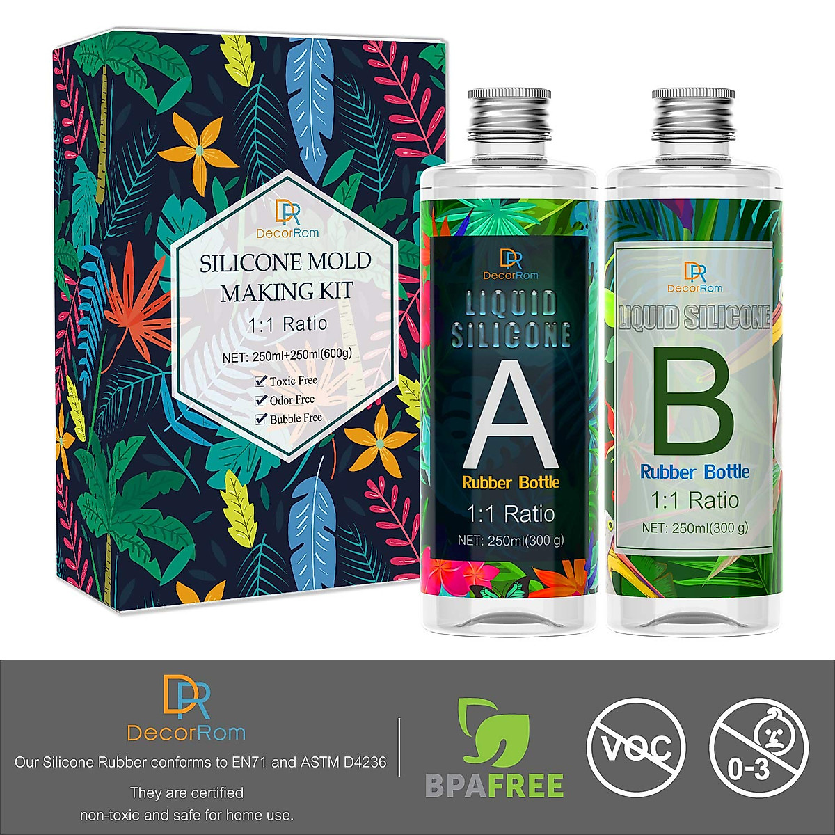 Silicone Mold Making Kit - Liquid Translucent Silicone Rubber for Silicone Molds Making - Easy 1:1 Mixing Ratio Silicone for DIY Resin Molds, Casting, Jewelry Making, Manual Making, Crafts (22 oz.)