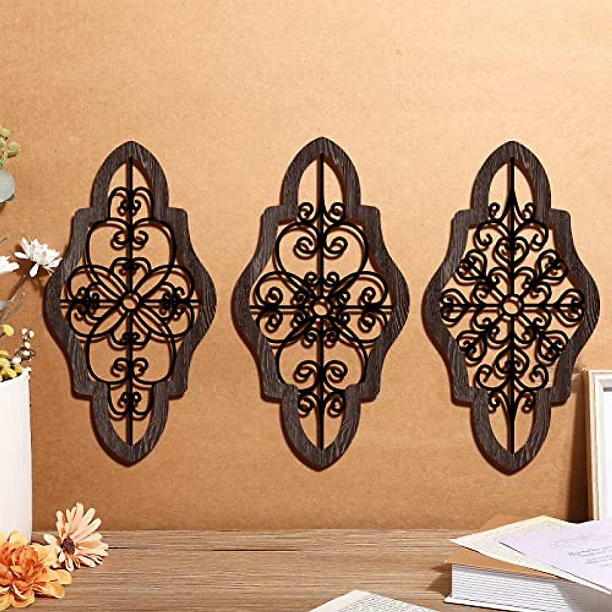 Blulu 3 Pieces Thicken Rustic Wall Decor Farmhouse Wall Art Decor Wood Hanging Decoration for Living Room Bedroom Home Indoor Outdoor Office(Stylish Style)