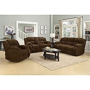 BOWERY HILL 20" Modern Fabric Upholstered Reclining Loveseat in Chocolate