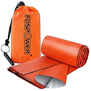 FosPower 2000mAh Emergency Weather Radio Portable Charger +Emergency Survival Shelter & Sleeping Bag Bivy Sack for Camping Accessories, Camping Gear, Survival Kit
