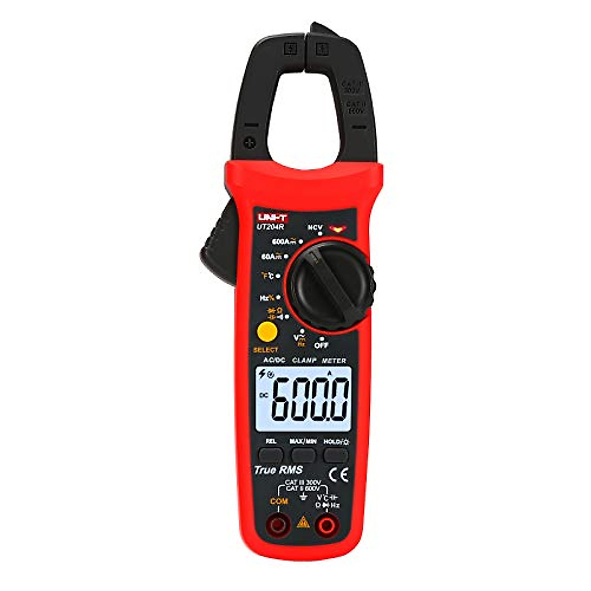 UNI-T UT204R Digital Clamp Meter, Auto Ranging TRMS 6000 Counts NCV Volt Amp Meter with AC/DC Ohm Diode Capacitance Resistance Temperature Frequency Continuity Test