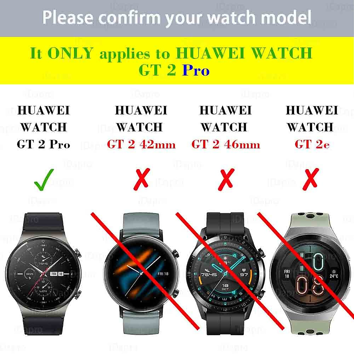 iDaPro Screen Protector for HUAWEI GT 2 pro Watch [4 Pack] GT2 pro Tempered Glass Anti-Scratch Bubble-Free Easy Installation