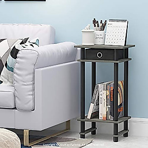 Furinno Turn-N-Tube Tall End Table, French Oak Grey/Black/Black
