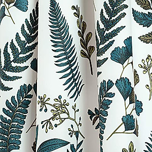 Lush Decor White-and-Green Devonia Room-Darkening Window Curtain Set, 84 in x 52