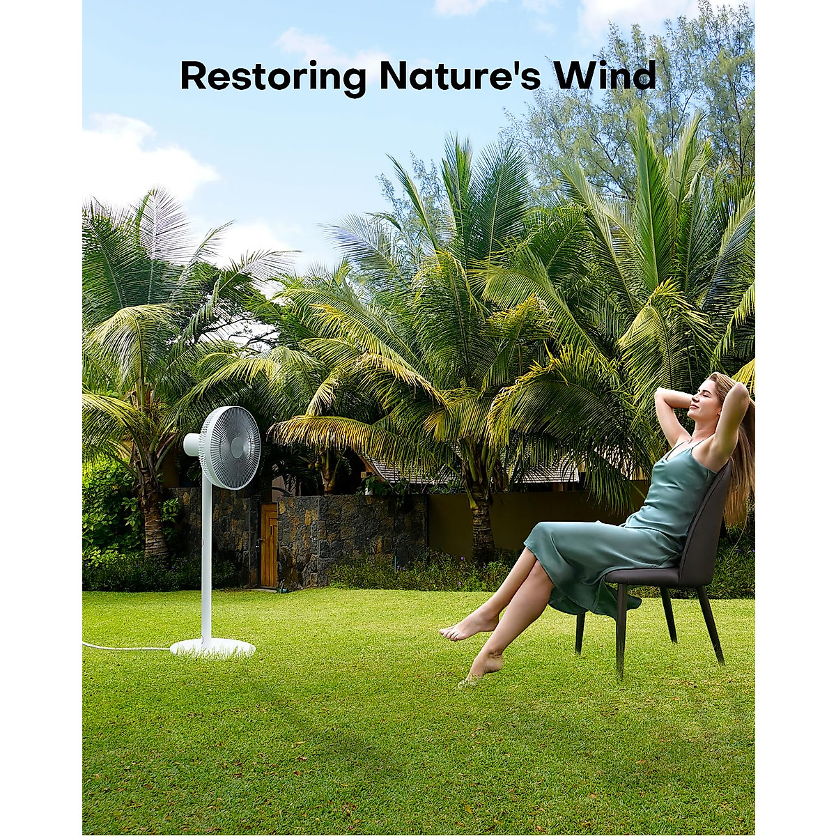 Ofuzzi Breeze 10 Smart Pedestal Fan for Bedroom, Smart Fans works with Alexa/Google, 27db Pedestal Fan for Indoors, 100 Speeds, 140° Oscillating Fan, 46ft Vented Portable Stand Fan for Quiet Spaces