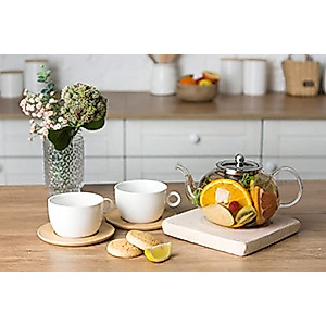 Aserson 1200 ml/40 oz Glass Teapot, Heat Resistant, Stainless Steel Infuser, Handmade, Leaf Tea Brewer, Borosilicate Glass, Stovetop Teapot and Microwave Safe