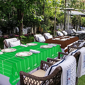 Football Tablecloth 4 Packs, Football Party Decorations, 54"X72" Plastic Table Cover for Football Party Supplies, Disposable Football Table Cloth for Football Theme Party Games