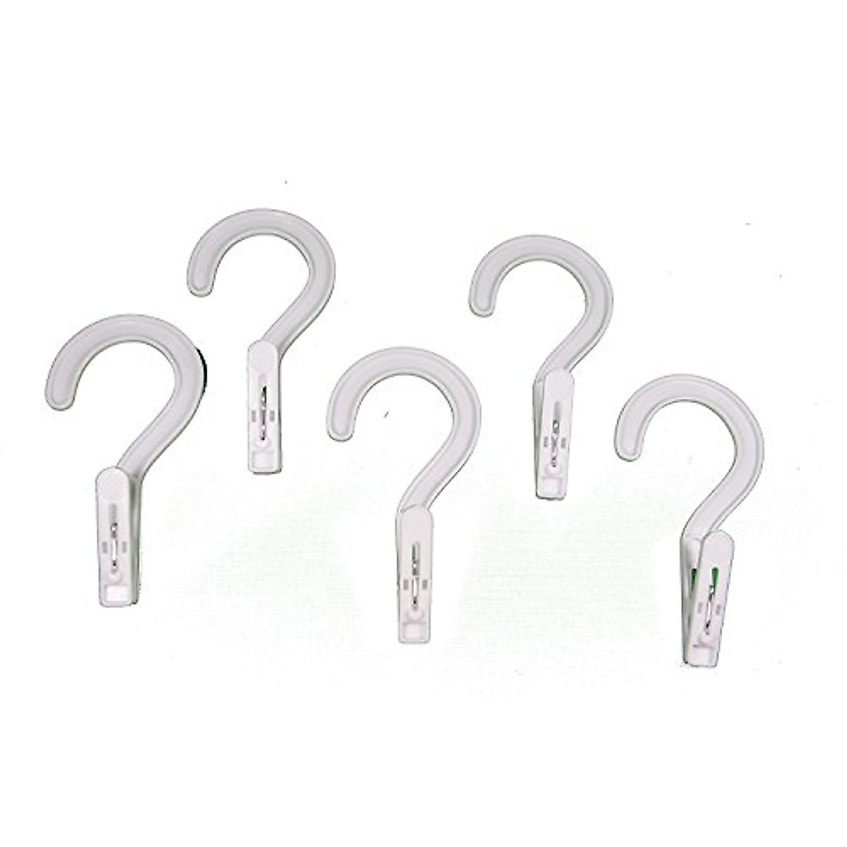 Symak Set of 5 Laundry Hooks Clothes Hanger Clips White Plastic Home Aide K2105