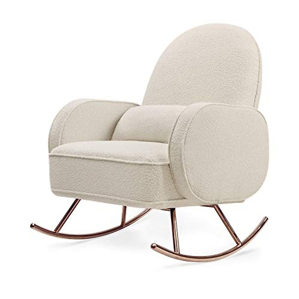 Nursery Works Compass Rocker in Ivory Boucle with Rose Gold Legs, Greenguard Gold and CertiPUR-US Certified