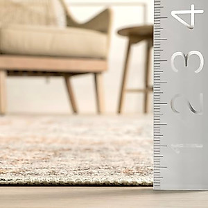 nuLOOM 2' x 12' SpinClean Machine Washable Stain-Resistant Area Rug with Non Slip Backing, Low Profile for Living Room, Bedroom, and Dining Room, Jacquie Light Grey