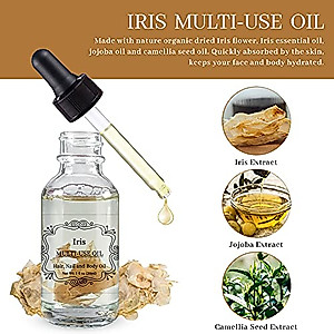 NP NATURES PHILOSOPHY Iris Multi-Use Oil for Face, Body and Hair - Organic Plant Fragrant Essential Oil for Dry Skin, Scalp and Nails - 1 Fl Oz