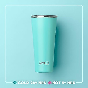 Swig Life 32oz Insulated Tumbler, Travel Coffee Tumbler with Lid, Cup Holder Friendly Travel Coffee Mug, Stainless Steel Thermos with Lid (Electric Slide)