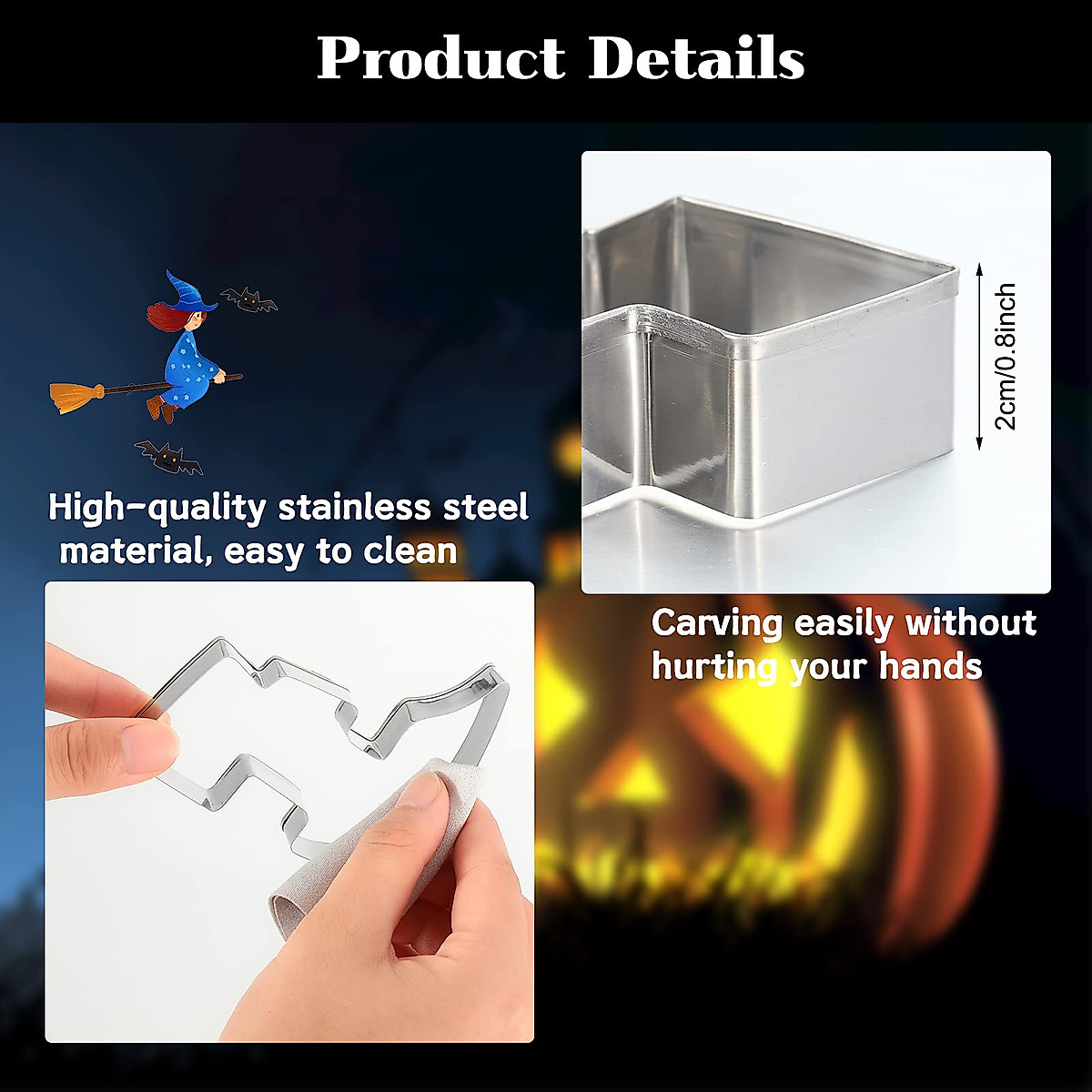 10 Pieces Halloween Pumpkin Carving Kit Stainless Steel Carver Set Pumpkin Carving Stencils Metal Carving Stencils, Simple Safe Carving Tools for Kids & Adults