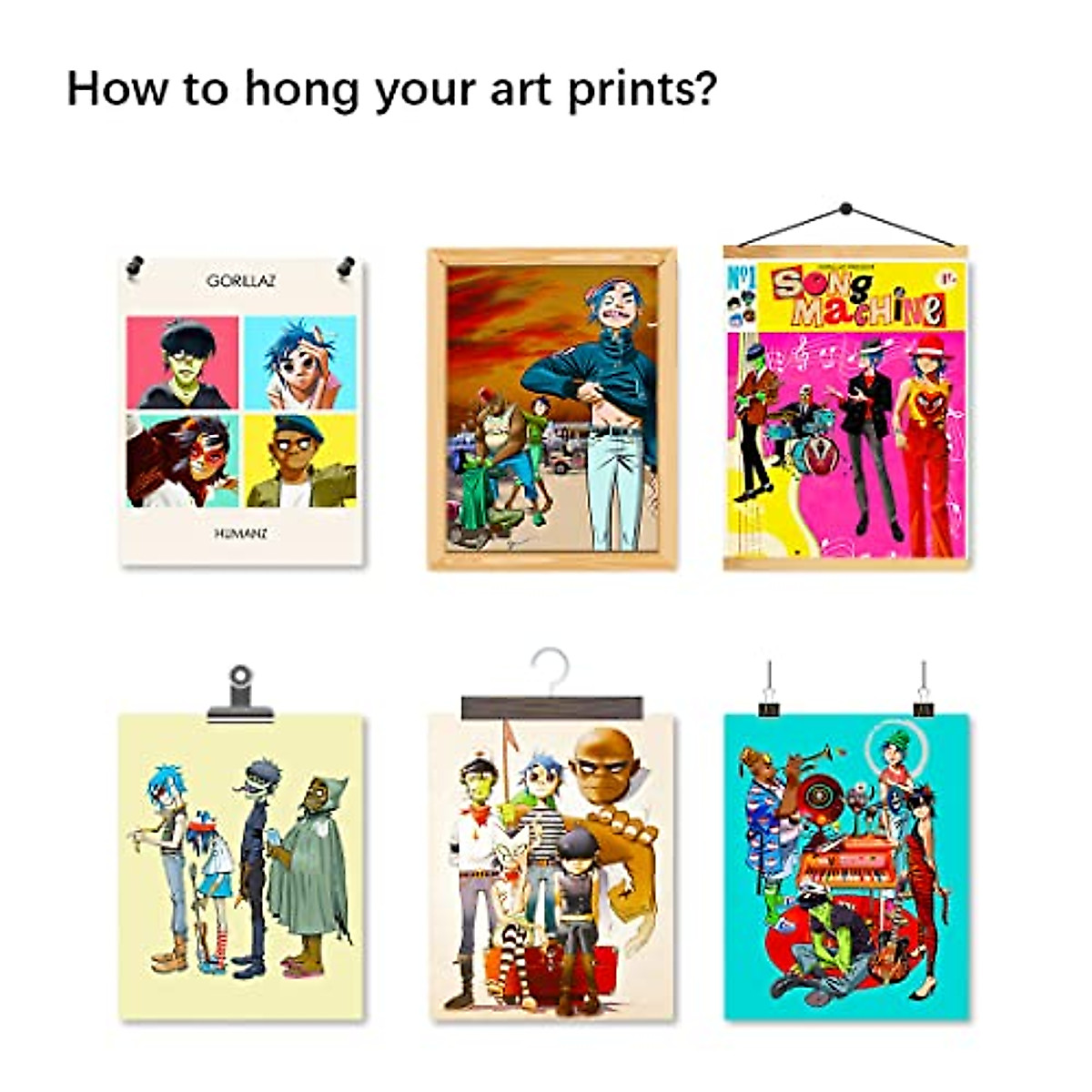 SHANDLER Gorillaz Poster - Set of 6 Pcs Unframed Canvas 8*10inch Band Posters Cool Rock Punk Album Music for Men Teens Girls Boys Fans Lovers