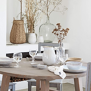 Costa Nova Ceramic Stoneware 15 oz. Oval Soup & Cereal Bowl - Brisa Collection, Sal (White) | Microwave & Dishwasher Safe Dinnerware | Food Safe Glazing | Restaurant Quality Tableware