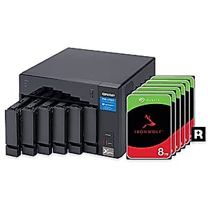 QNAP 6 Bay Thunderbolt NAS with 40TB Storage Capacity, Preconfigured RAID 5 Seagate IronWolf Drives Bundle (TVS-672XT-i3-8G-68S-US)