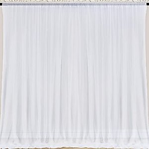 10x10ft White Tulle Backdrop Curtains for Parties, Sheer Backdrop Curtain Wedding Photo Backdrop Drapes for Baby Shower Photography Birthday Party (White)