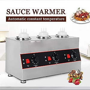 Commercial Electric Cheese Sauce Warmer, Countertop Food Sauce Warmer Multifunction Jam Heat Preservation Machine Jam Heating Pump for Hot Fudge Cheese Caramel(3 grids)