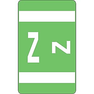 Smead AlphaZ ACCS Color-Coded Alphabetic Label, Z, Light Green, 100 Labels per Pack (67196)