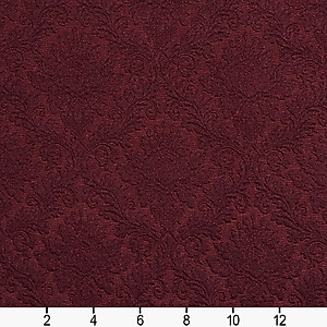 E536 Burgundy Floral Jacquard Woven Upholstery Grade Fabric by The Yard