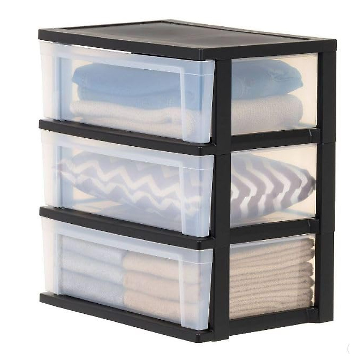IRIS USA Wide 3 Drawer Plastic Storage Chests 2 Pack