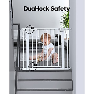 Ciays 29.5” to 37.8” Safety Baby Gate, Extra Wide Auto-Close Dog Gate for Stairs, Easy Walk Thru Indoor Pet Gate for Doorways and Rooms,30in Tall, White