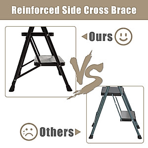 Wiberwi 2 Step Ladder Folding Step Stool for Adults with Handle 330 Lbs Capacity, Lightweight & Portable Step 2 Stool Ladders with Wide Pedal for Home Kitchen Sturdy Steel Frame, Black