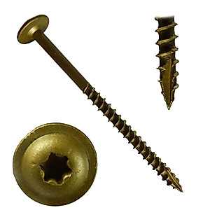 #10 x 3 Round Washer (Modified Truss) Head Screw Torx/Star Drive Head Wood Screw - Multipurpose Wood Screws for Construction, Cabinets and Furniture (1 Pound - 62 Approx. Screw Count)