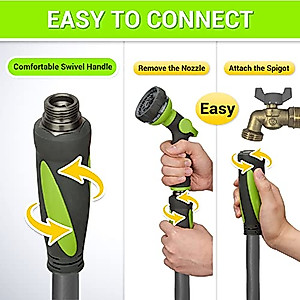 360Gadget Garden Hose - 50 FT Water Hoses with Swivel Handle, Flexible, Heavy Duty, Lightweight Hose Pipe for Outdoor, Yard Watering, Premium Hybrid Polymer Hose