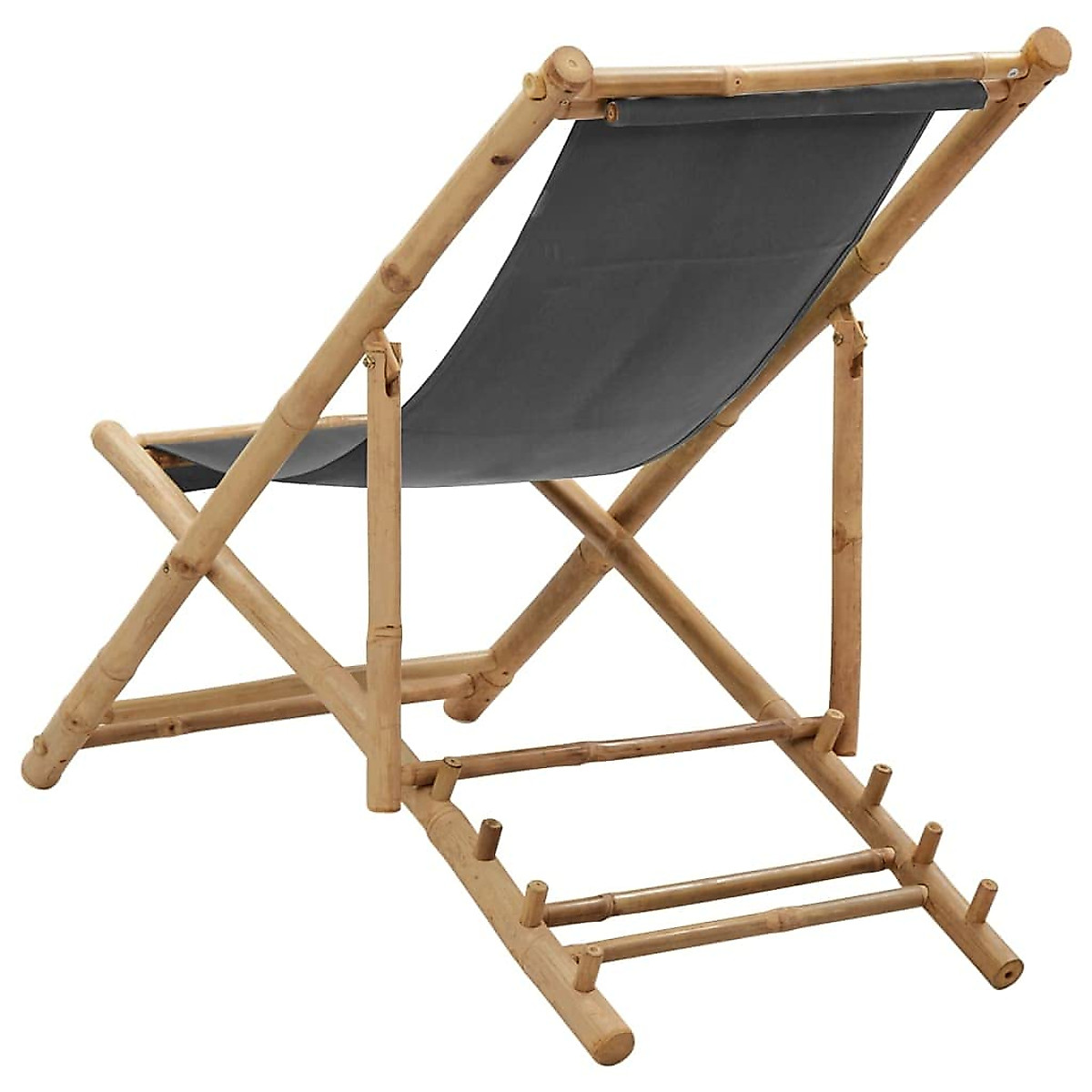 MNISDFL Deck Chair Bamboo and Canvas Dark Gray, Patio Dining Chairs, Outdoor Patio Chairs Set for Garden, Balcony, or Poolside