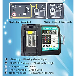Anopiw DC18RC Replace Makita Charger DC18RC DC18RD DC18RC DC18RA DC18SD DC18SF to Charge14.4V 18 Volt LXT Lithium-ion battery BL1815 BL1850 BL1840 BL1830 LXT-400 BL1820