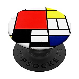 Mondrian Composition with Red, Yellow, Blue, and Black PopSockets Swappable PopGrip