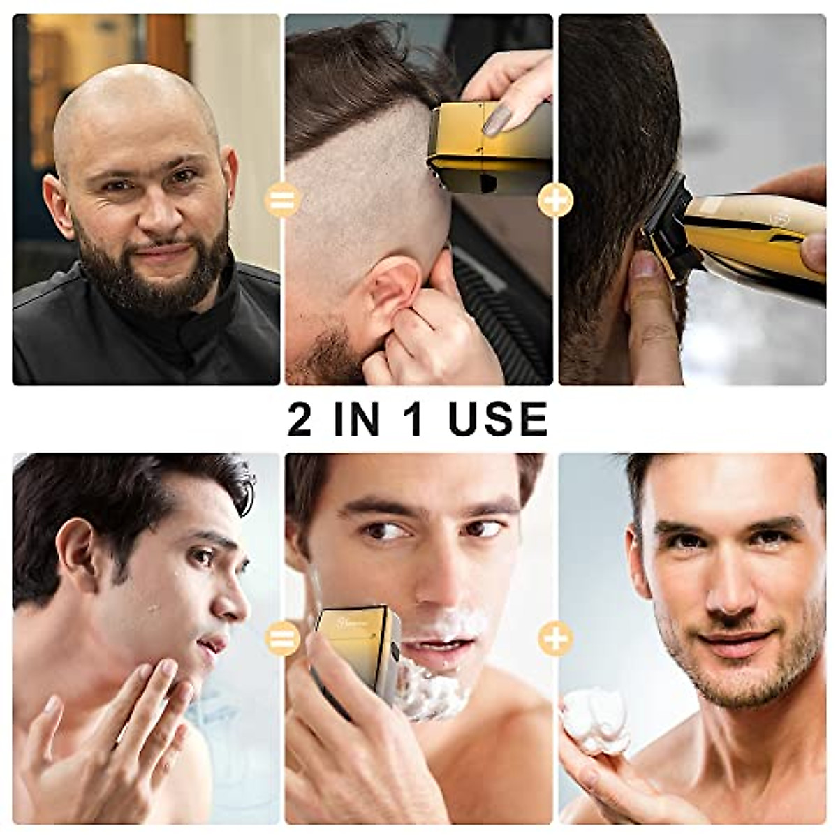 Hatteker Shaver Bald Head Shaver Electric Shaver Razor for Men with Precision Trimmer Barber Shaver Trimmer Triple Blades Waterproof Cordless, 1 Count