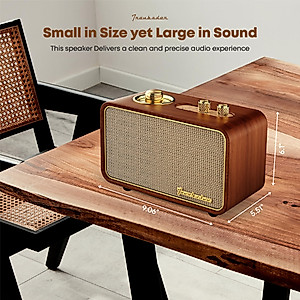 Trenbader Retro Bluetooth Speaker, Artlink Stero Wireless Speaker Walnut Wooden AM/FM Radio Small Vintage Bluetooth Speaker with Bluetooth 5.0 Connection for Gift, Party, Travel, Office,Home Wood…