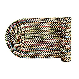 Super Area Rugs Roxbury American Made Braided Rug for Indoor Outdoor Spaces, Spruce Green/Natural Multi, 2' X 4' Oval Runner