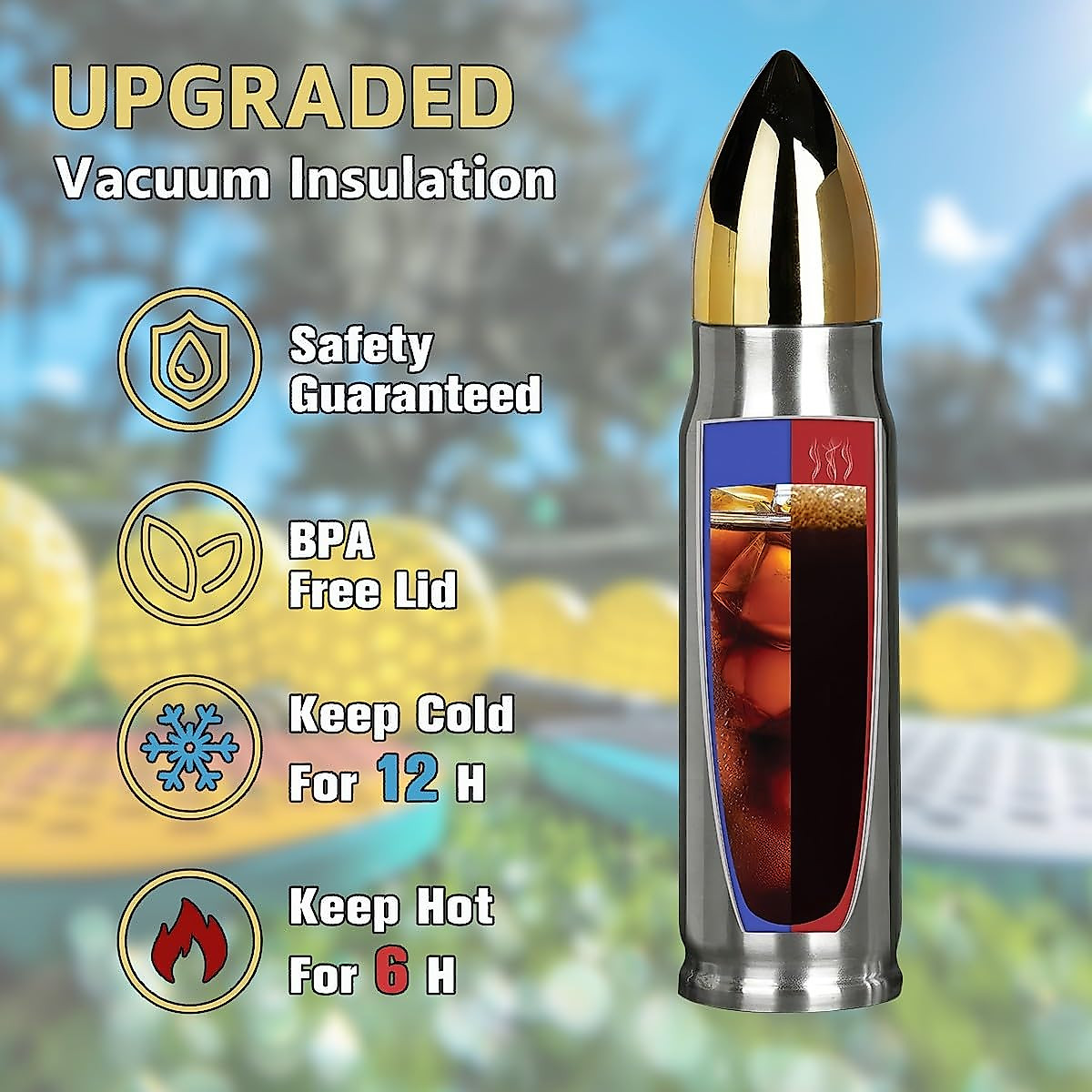 NAMRIST Pickleball King Bullet Tumbler 17 oz Stainless Steel Vacuum Insulated Sports Tumblers Double Wall Thermal Flask Travel Cup Gifts for Dad Husband Boyfriends Birthday