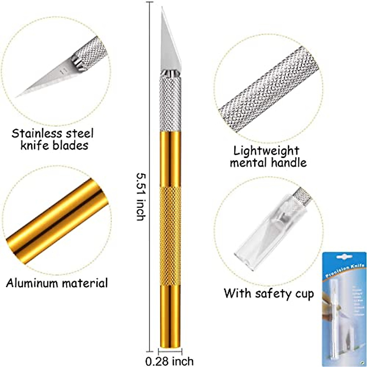 Vabogu 1 Pieces Craft Knife Hobby Knife 10Pieces Blades for Crafting and Cutting Carving Scrapbooking Art Work Cutting with Safety Cap and Craft Ruler and (Purple)