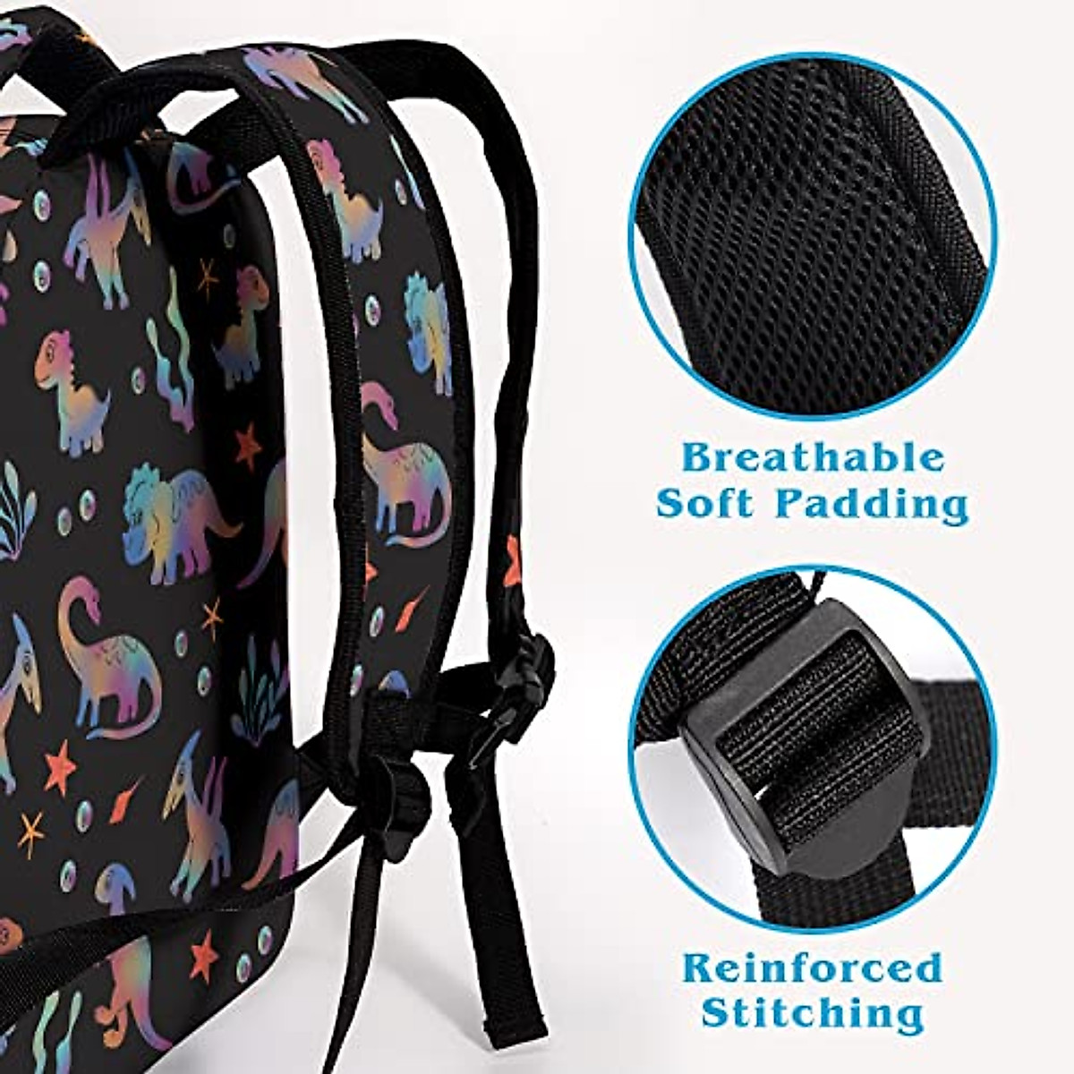 Dacawin Colorful Dinosaurs Backpack for Boys Girls Ocean Animals Kids Bookbag Underwater Letter Coral Starfish Toddler Back Pack for Kindergarten Preschool Elementary