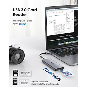 LENTION USB C Hub with 4K HDMI, 3 USB 3.0, SD/Micro SD 3.0 Card Reader, Compatible 2023-2016 MacBook Pro, New Mac Air/Surface, Chromebook, iPhone15 or More, Stable Driver Adapter (C34, Space Gray)